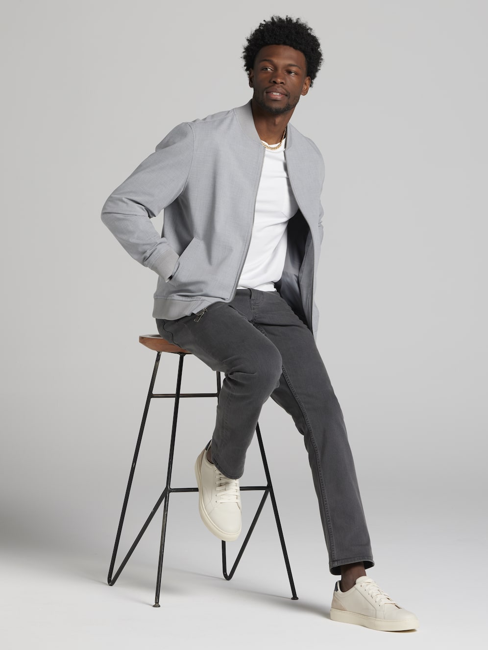 Awearness Kenneth Cole Modern Fit Mini Check Bomber Jacket | Men's | Moores Clothing