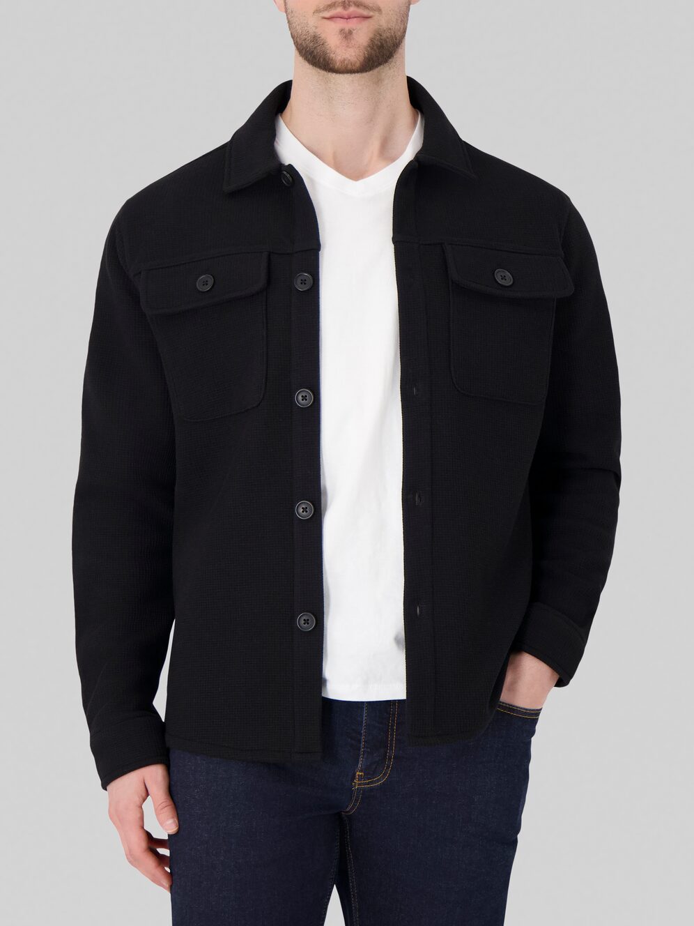 Report Collection Modern Fit Waffle Shirt Jacket | Men's | Moores Clothing
