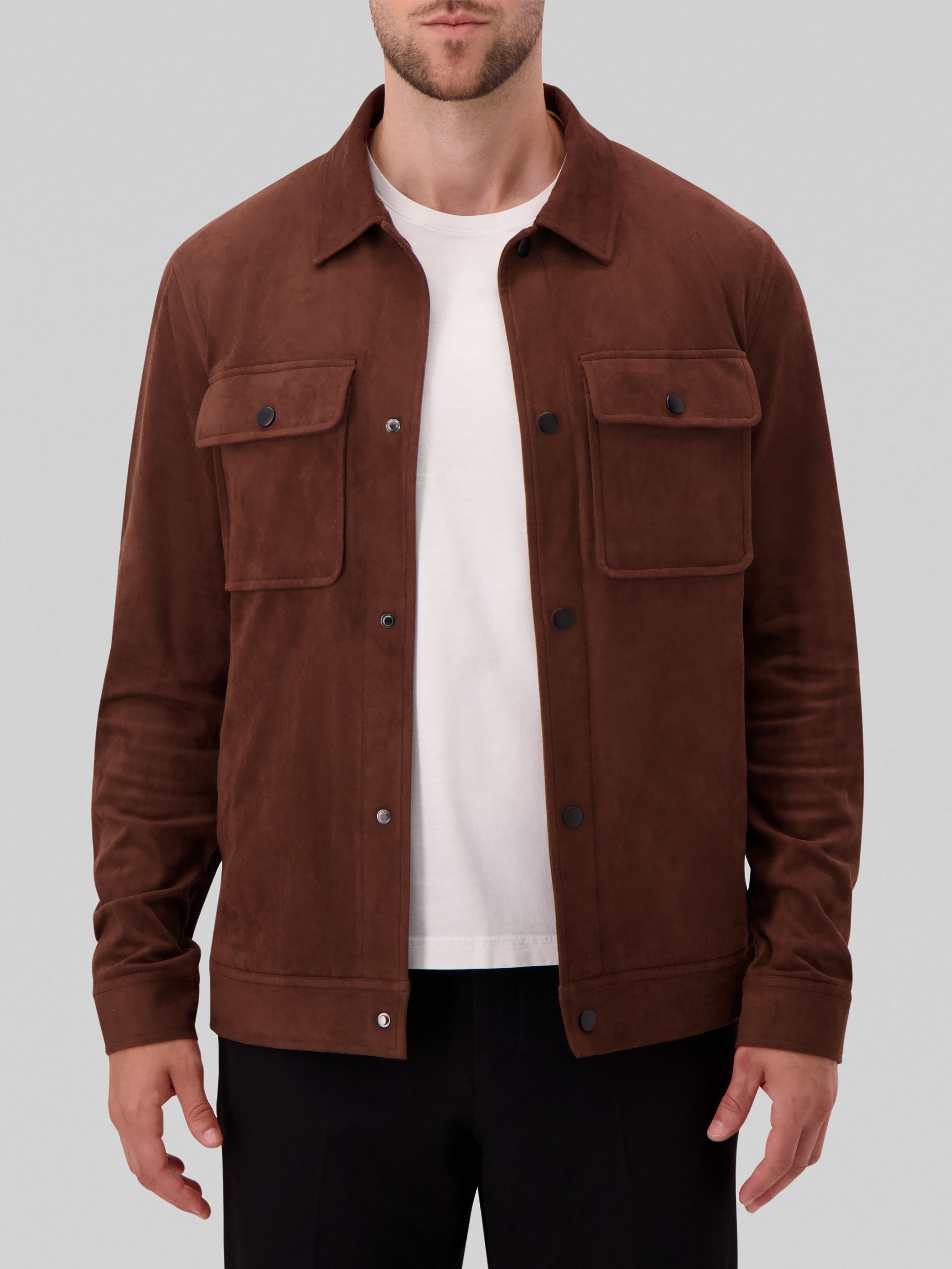 Report Collection Faux Suede Shirt Jacket | Men's Sweaters | Moores ...