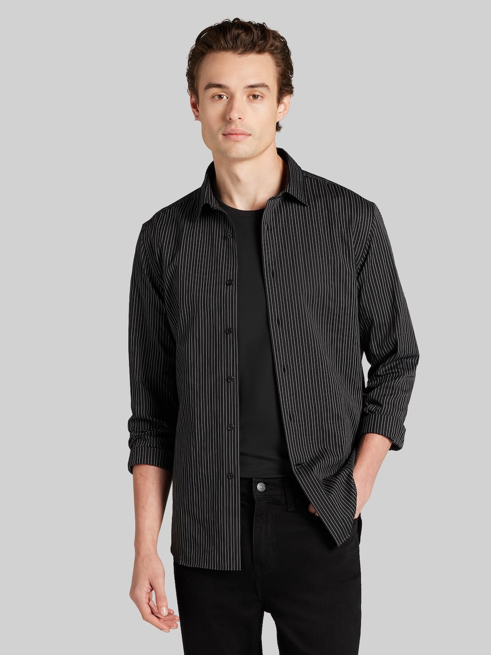 Awearness Kenneth Cole Chillflex Slim Fit Pin Stripe Button-up Shirt ...