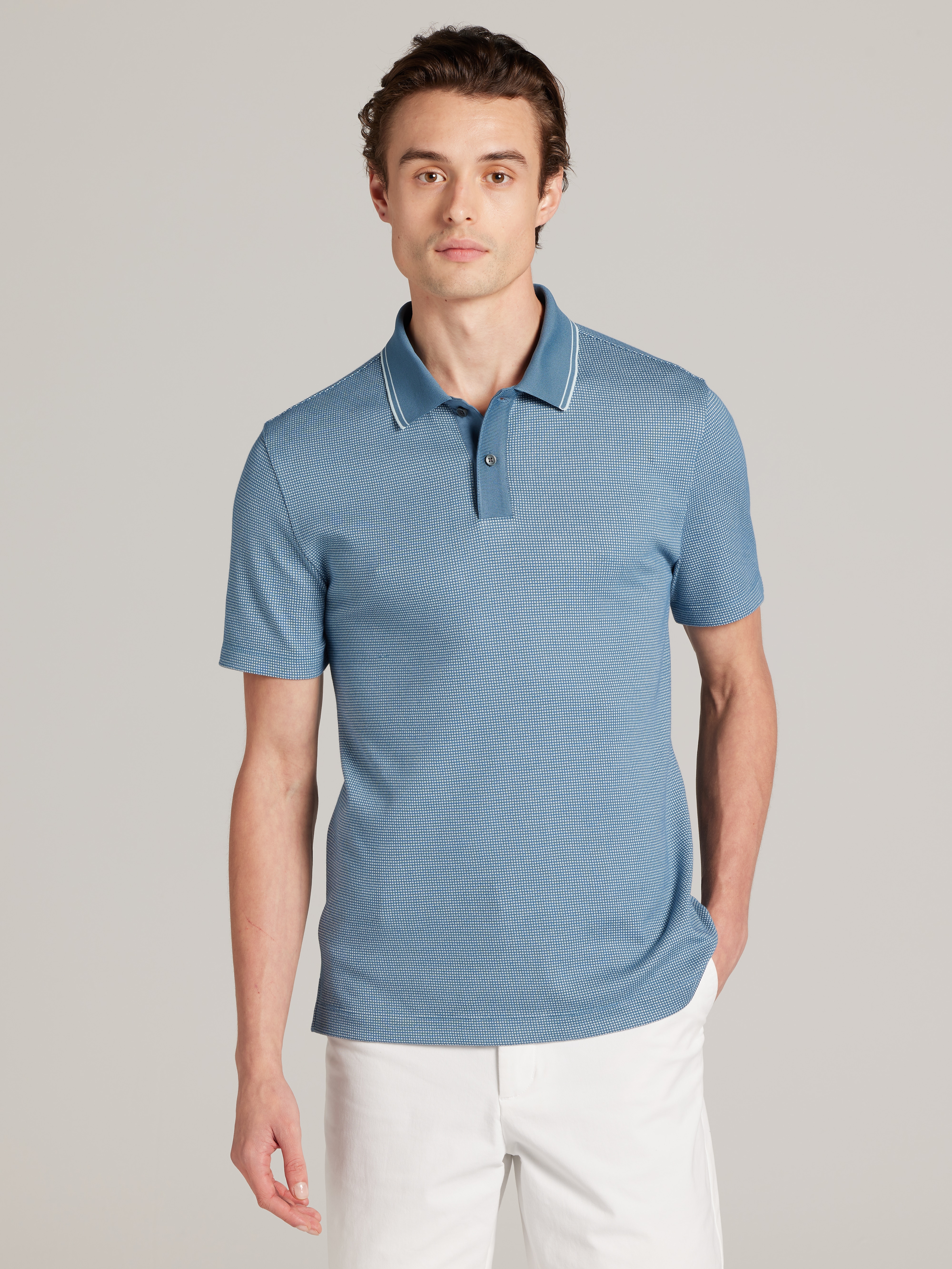 Awearness Kenneth Cole Slim Fit Grid Jacquard Polo | Men's Shirts ...